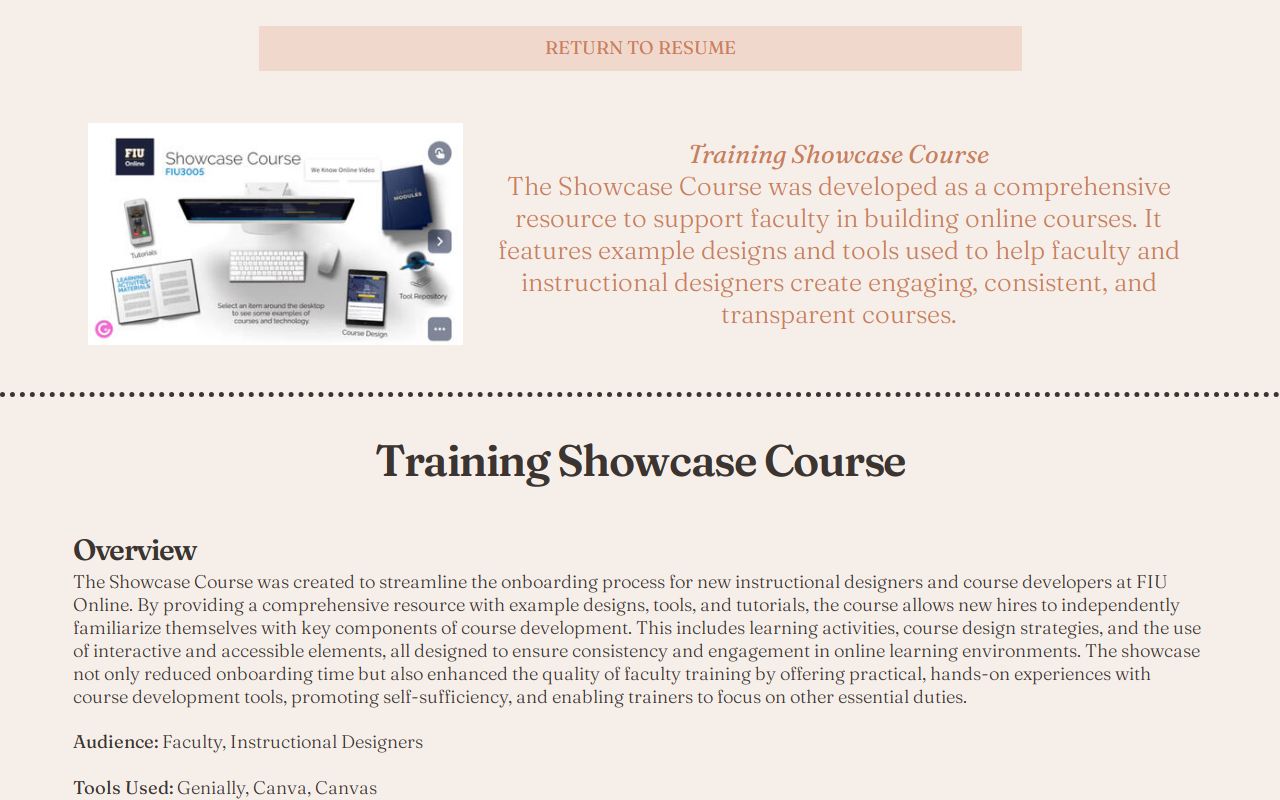 Training Showcase Course